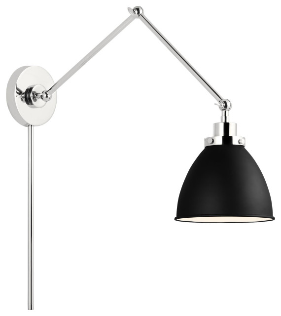 Wellfleet Double Arm Dome Task Sconce, Midnight Black and Polished ...