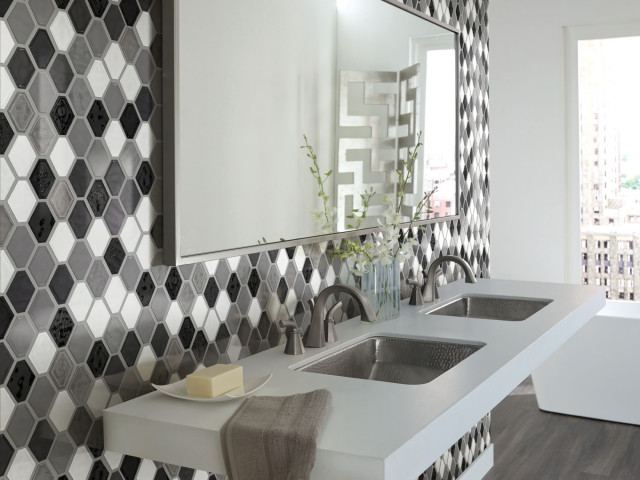 Shaw CS51V Geoscape - 11" x 13" Hexagon Geometric Mosaic Wall ...
