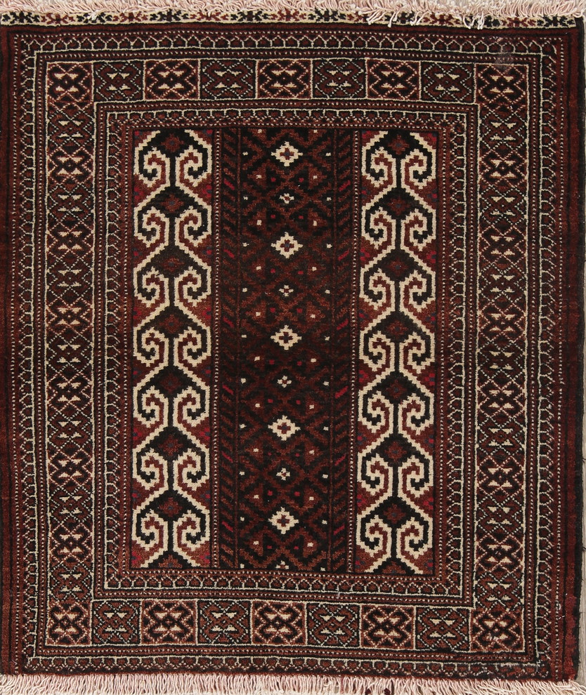 Balouch Geometric Handmade Persian Style Square Oriental Area Rug, 3'1 ...