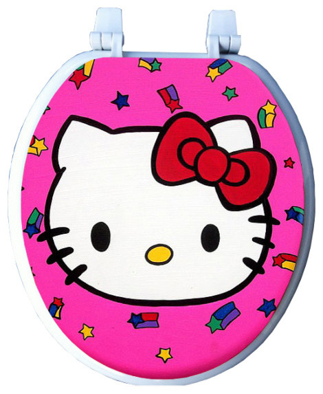 Hello Kitty Hand Painted Toilet Seat, Elongated - Eclectic - Toilet ...