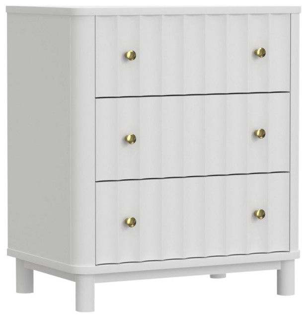 Stapleton 3 Drawer Small Chest, White - Transitional - Dressers - by ...