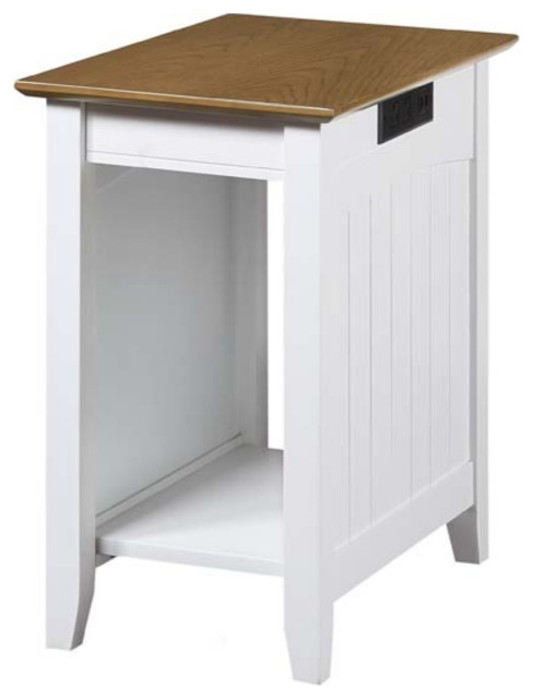 Edison End Table With Charging Station And Shelf - Transitional - Side ...