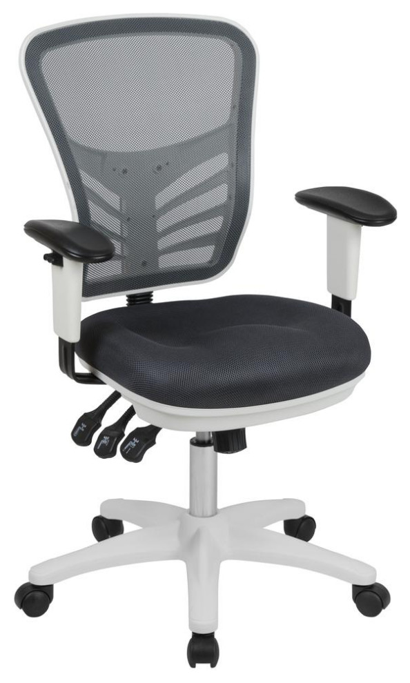 Mid-Back Dark Gray Mesh Multifunction Executive Swivel Ergonomic Office ...