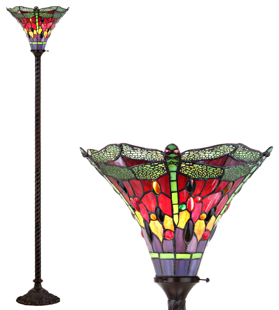 Dragonfly Tiffany-Style Torchiere Floor Lamp - Victorian - Floor Lamps ...