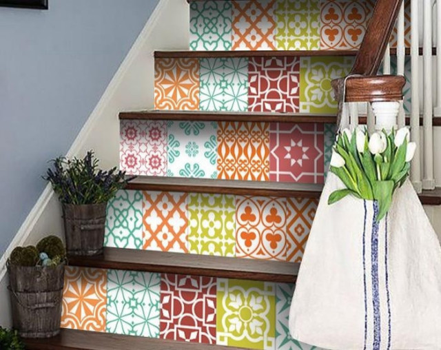 7" X 7" Muted Brights Mosaic Peel and Stick Removable Tiles ...