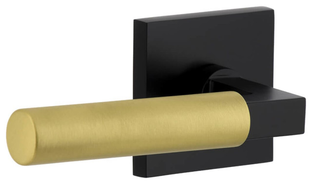 Quadrato Rosette Satin Black With Satin Brass Contempo Smooth Lever ...