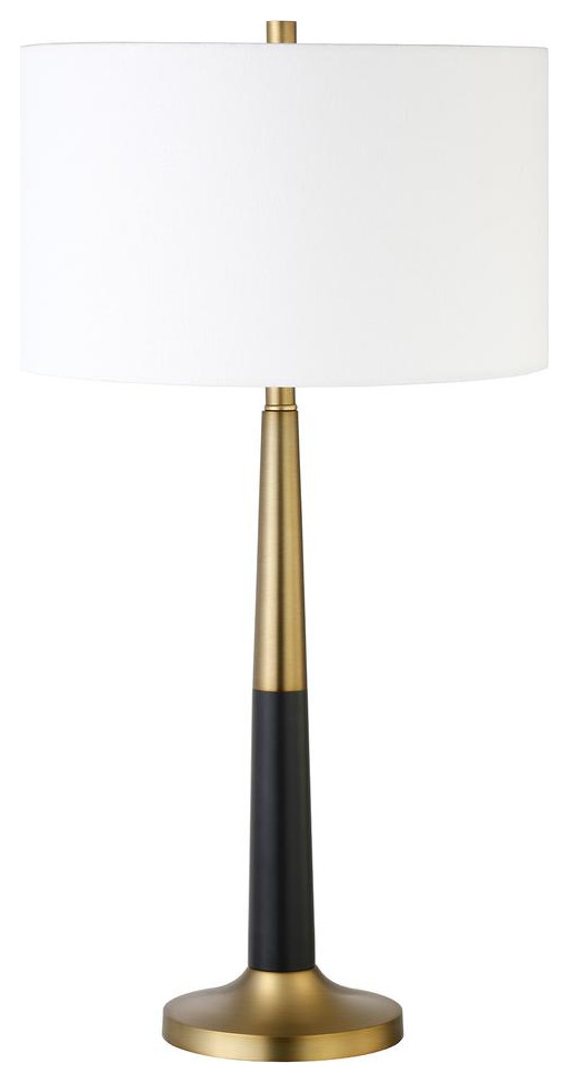 Lyon 29.75 Tall Two-Tone Table Lamp with Fabric Shade in Brass/Matte ...
