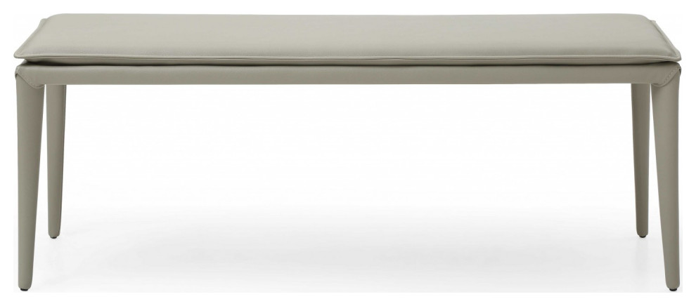 HomeRoots 47" X 16" X 18" Light Grey Faux Leather Bench, 47" X 16" X 18 ...