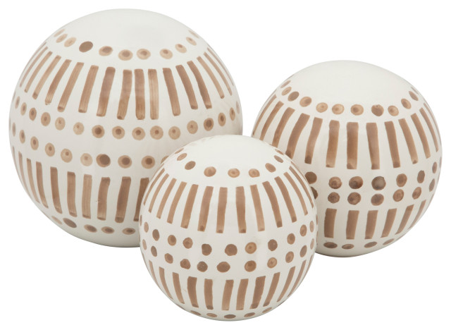 Ceramic 3-Piece Set Orbs, Tan - Contemporary - Decorative Objects And ...