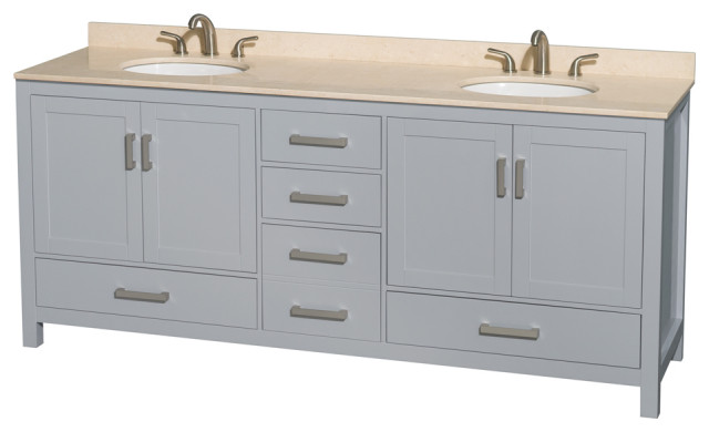 Wyndham WCS141480DGYIVUNOMXX 80 inch Vanity in Gray with Ivory Marble ...