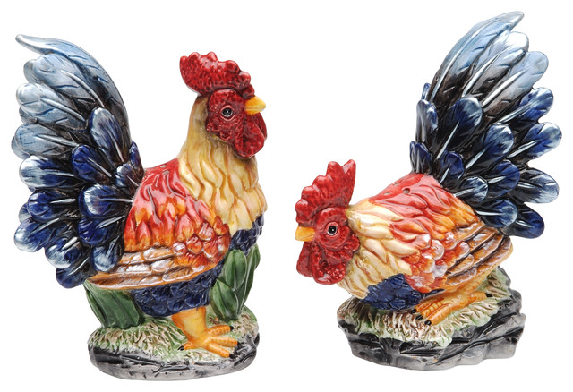 Rooster Salt and Pepper Shakers, Set of 2 - Traditional - Salt And ...
