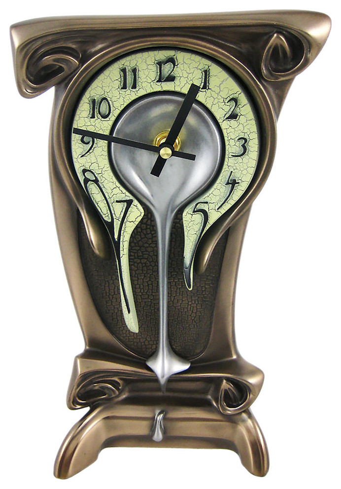 Bronze Finish Melting Mantel Clock Desk Table Dali, Small - Traditional ...