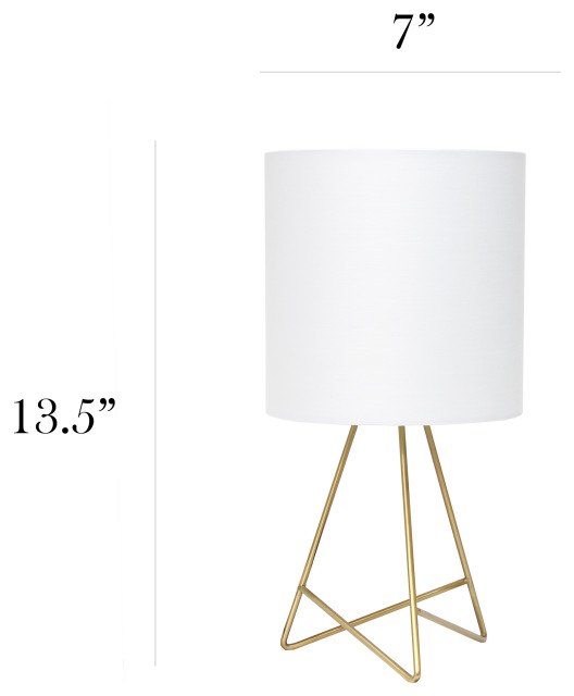 Down to the Wire Table Lamp with Fabric Shade, Gold with White Shade ...