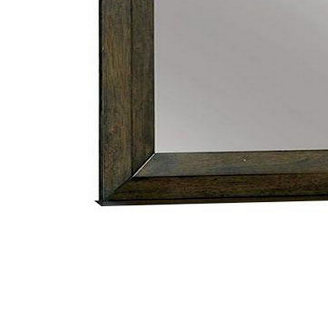 Rectangular Wooden Frame Mirror With Dual Tone Look, Brown - Rustic ...