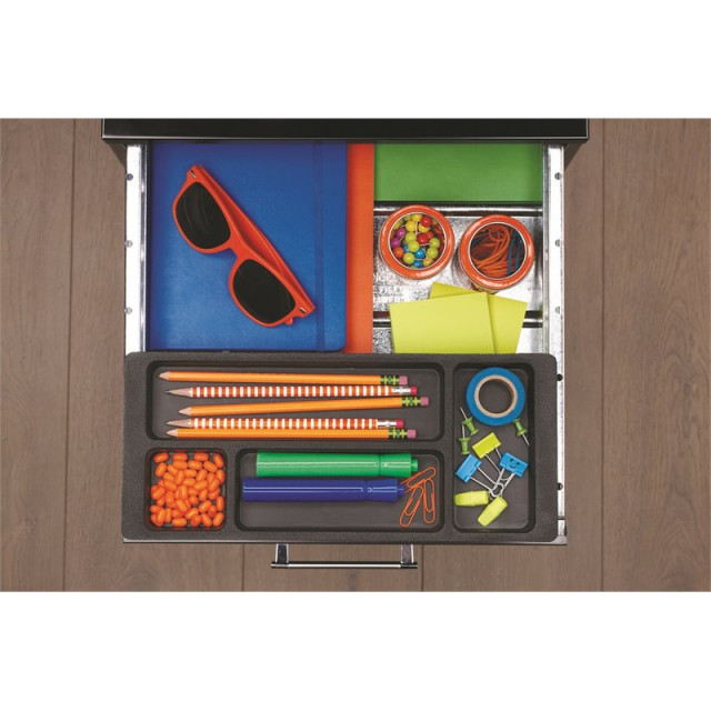 Space Solutions 3 Drawer Metal File Cabinet with Pencil Drawer Black ...