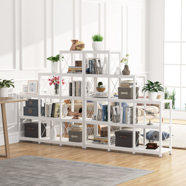 Tribesigns Ladder Bookshelf, Industrial 9 Cubes Bookcase - Contemporary ...