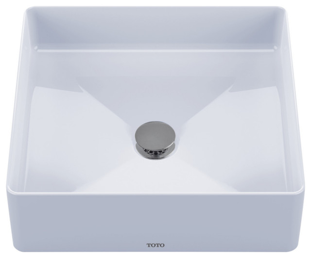 Toto Arvina Square Vessel Fireclay Bathroom Sink Cotton White - Contemporary - Bathroom Sinks ...