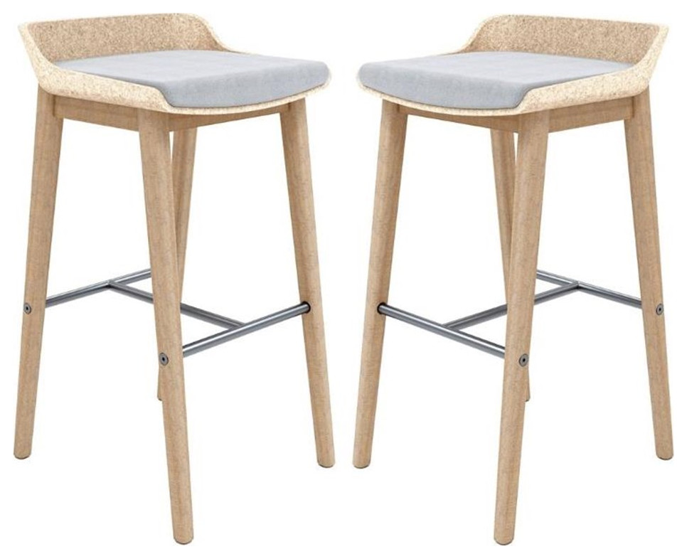 Home Square Olio Designs Della 30" Wooden Bar Stool in Almond/Latte ...