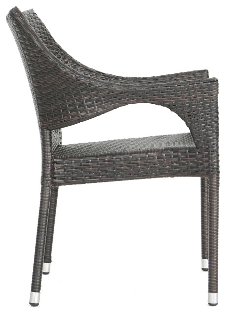 GDF Studio Miranda Outdoor Mix Mocha Wicker Stacking Dining Chairs, Set ...