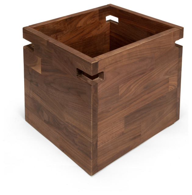 Zuma Wood Storage Box, Solid Walnut, Natural Finish - Transitional ...
