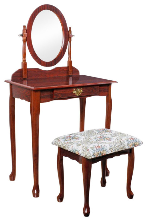 Queen Anne Vanity Set, Cherry - Traditional - Bedroom & Makeup Vanities ...