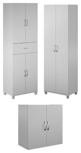 Home Square 3-Piece Set with Utility Cabinet Storage Cabinet & 24" Wall ...