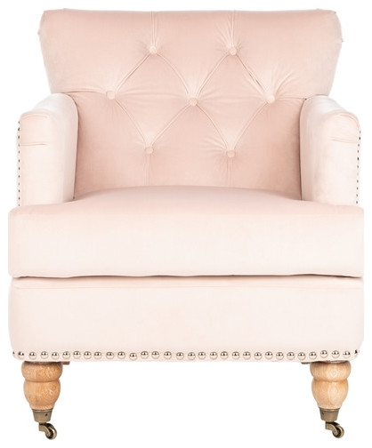 Leonard Tufted Club Chair Blush Pink/Whitewash - Eclectic - Armchairs ...