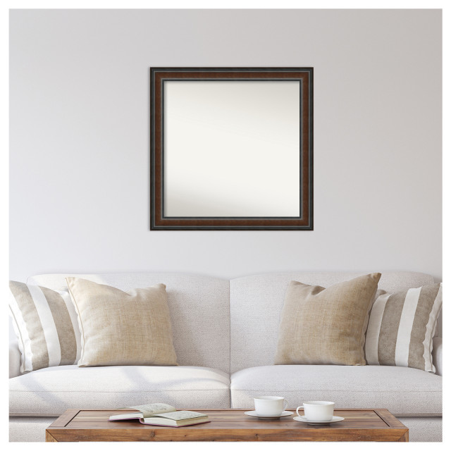 Cyprus Walnut Non-Beveled Wood Wall Mirror, 30.75 in x 30.75 ...