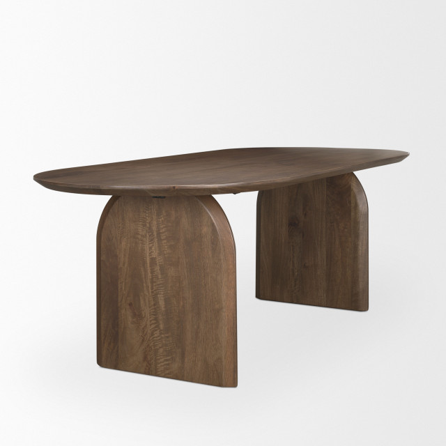 Isla Oval Dining Table WithDark Brown Wood Top and Arched Legs - Transitional - Dining Tables ...