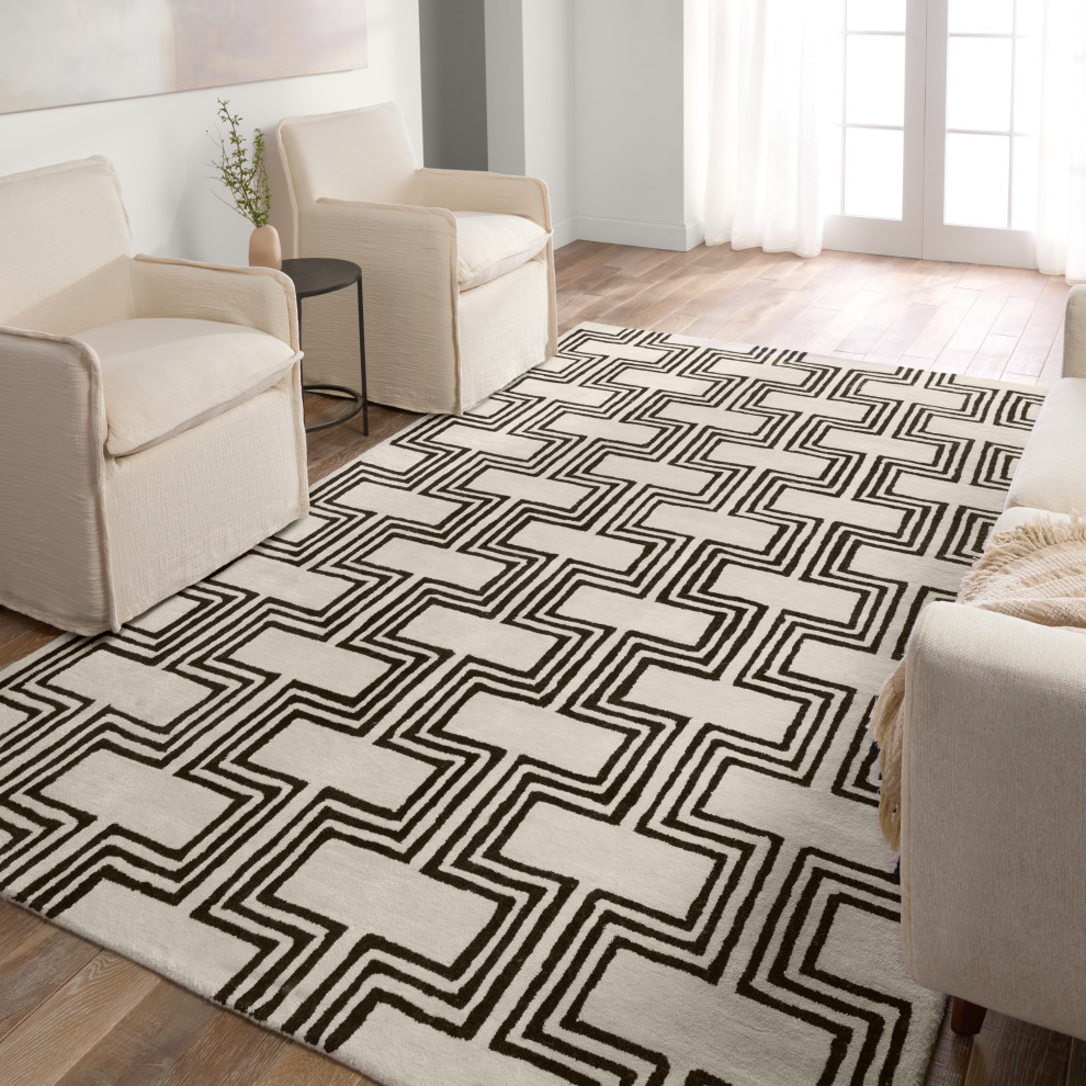 Jaipur Living Karoun Handmade Geometric Cream/Black Area Rug, 5'X8 ...