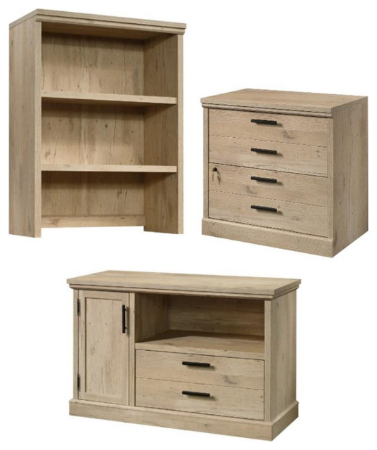 Home Square 3-Piece Set with Hutch Lateral File Cabinet and Filing ...