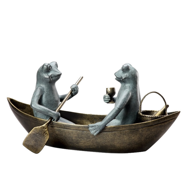 Frog Garden Sculpture "Rowboat Picnic" - Eclectic - Garden Statues And ...