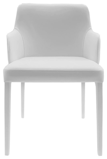 Philena A, Dining Chair, White Italian Top Grain Leather - Midcentury ...