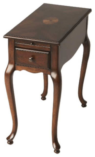 25" Cherry Brown Solid And Manufactured Wood Rectangular End Table With ...