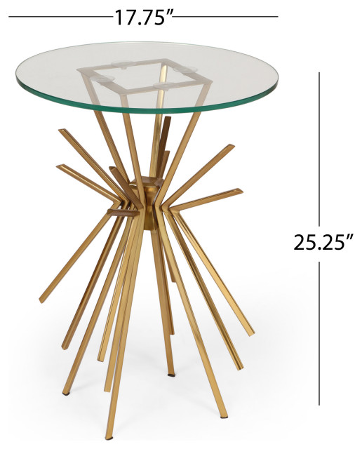 Nathan Modern Glam Handcrafted Sunburst Accent Table with Tempered ...