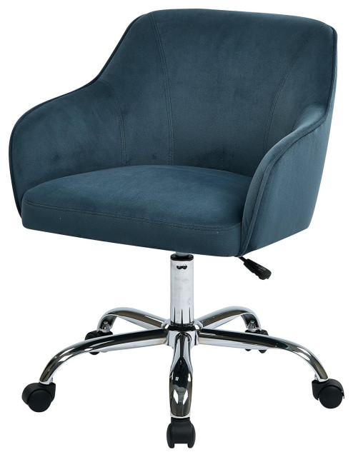 Plush Swivel Home Office Chair, Adjustable, Atlantic Blue Velvet ...