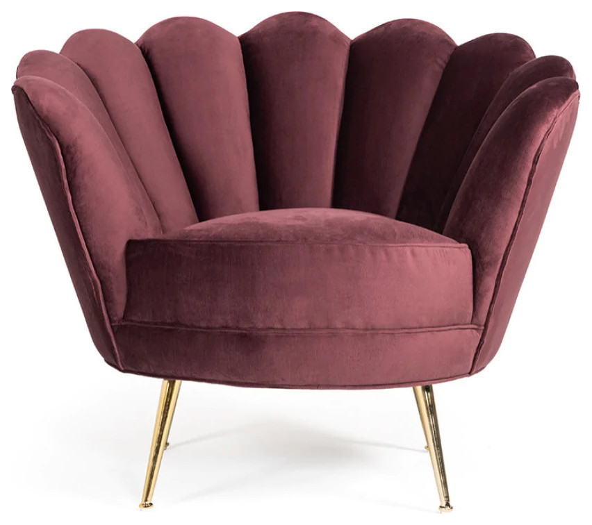 Taryn Modern Rust Velvet Accent Chair - Midcentury - Armchairs And ...