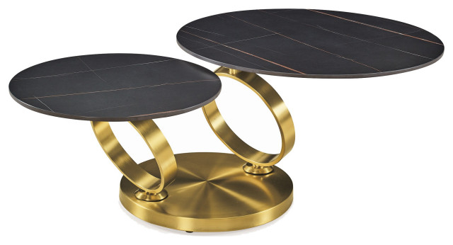 Benzara BM243357 Dual Ceramic Top Coffee Table, Motion Mechanism, Black ...