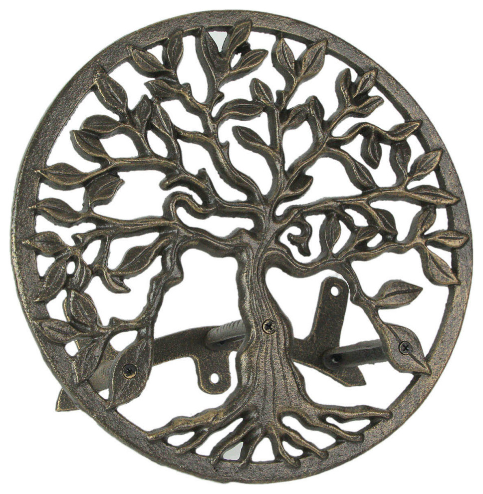 Cast Iron Tree Of Life Decorative Wall Mounted Garden Hose Holder ...