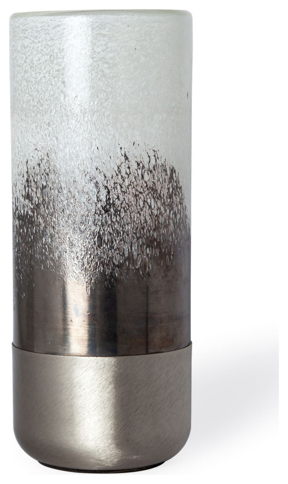 13" Brushed Silver Glass Vase - Contemporary - Vases - by UStradeENT ...