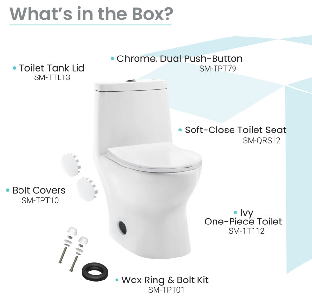 Ivy One-Piece Toilet, Dual Vortex Flush, 1.1/1.6 GPF - Contemporary ...