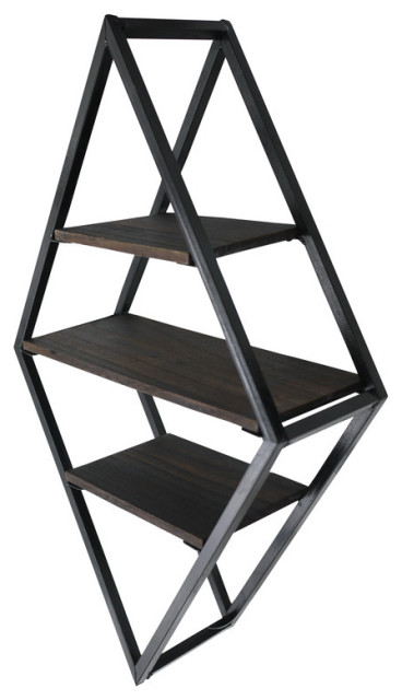 3 Tier Diamond Matte Black Metal Display Shelf - Industrial - Display ...