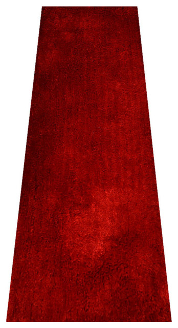 Rugsotic Carpets Hand Tufted Shag Polyester Square Area Rug Solid Red ...