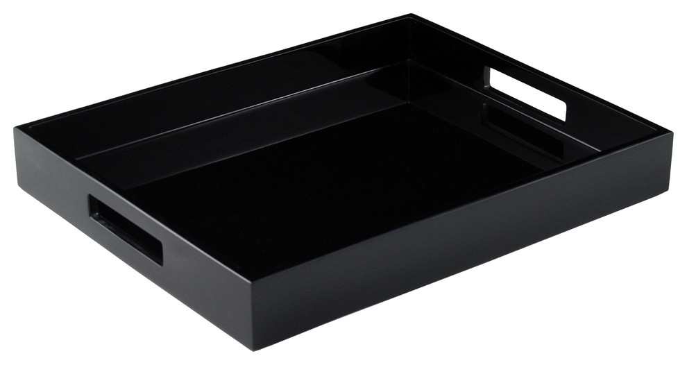 Lacquer Small Rectangle Tray, Black - Contemporary - Serving Trays - by ...