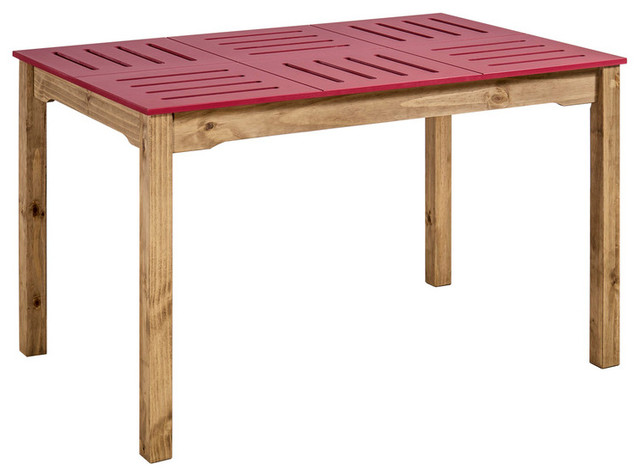 Stillwell 47.25" Rectangular Table, Red and Natural Wood - Contemporary ...