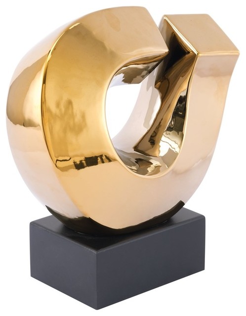 Modern Contemporary Accent Decor Figurine Object Figure, Gold, Stone ...