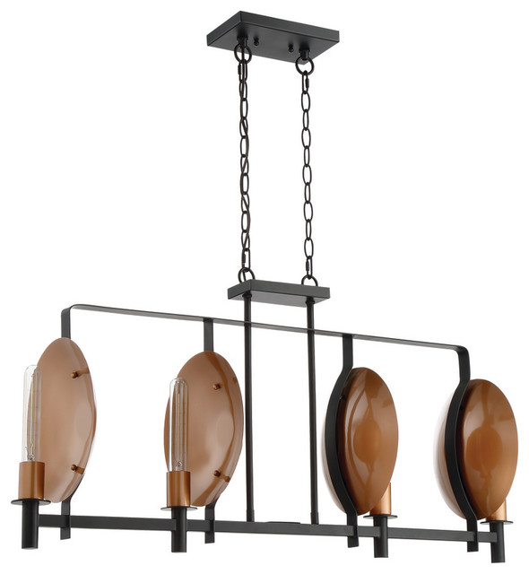 Craftmade Lighting Candela, Four Light Island, Matte Black/Satin Copper ...