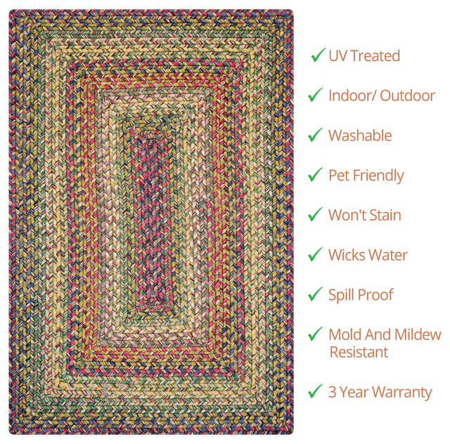 Homespice Decor Rainforest Indoor/Outdoor Braided Rug 6'x9' Rectangular ...