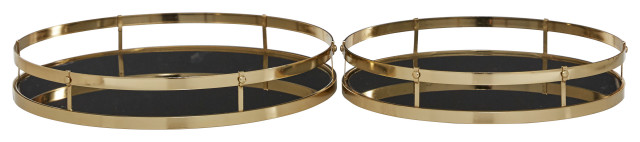 Glam Gold Metal Tray Set 37315, S/2 14", 16"W - Contemporary - Serving ...