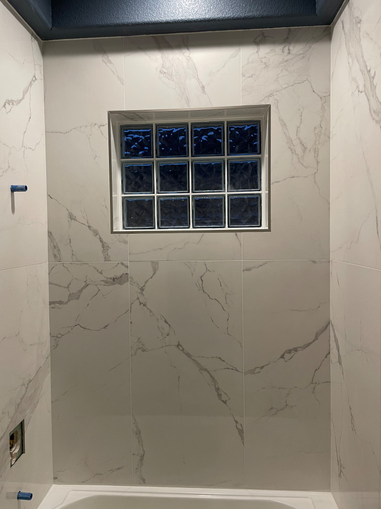 BATHROOM - 24 x 48 Statuary Porcelain Tub / Shower Wall Tile with ...